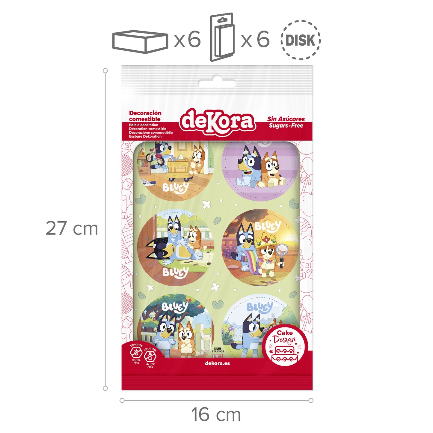 MIX DISCOS COMESTIBLES BLUEY Y BINGO ZERO 6U Ø5,8CM A5